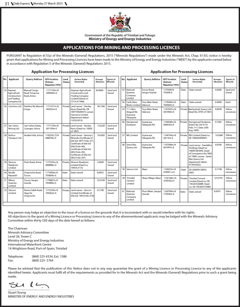 Ministry of Energy and Energy Industries | Applications for Mining and ...