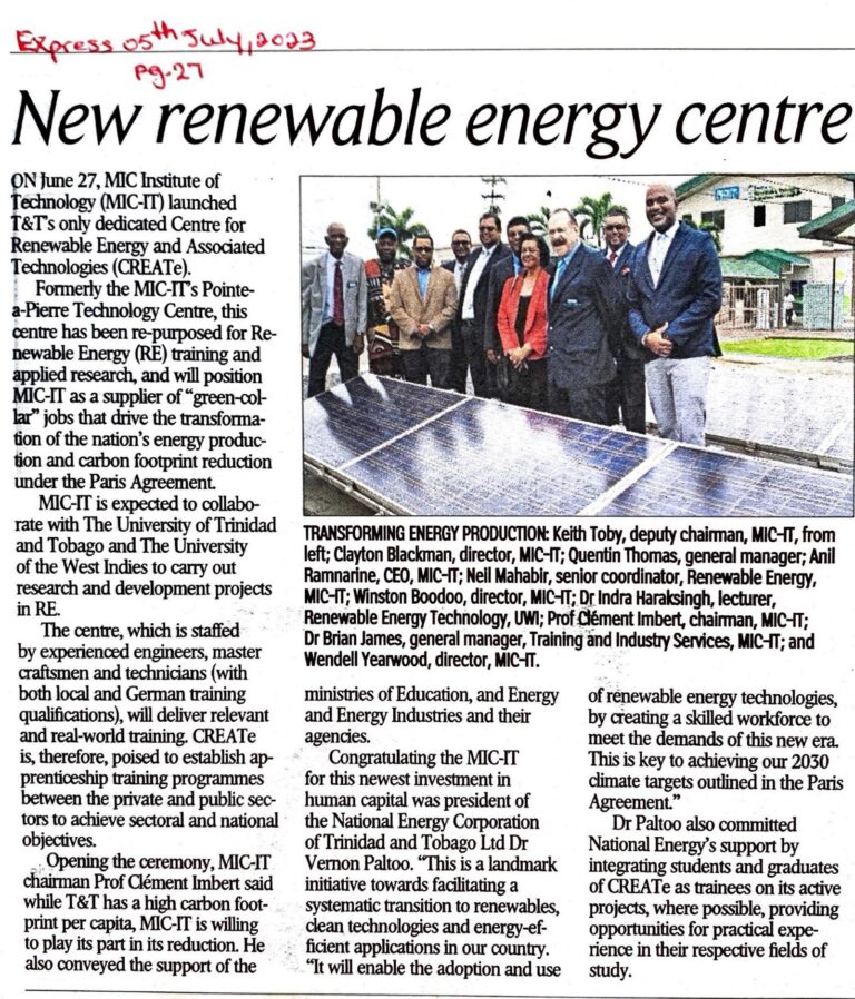 Ministry of Energy and Energy Industries | New Renewable Energy Centre